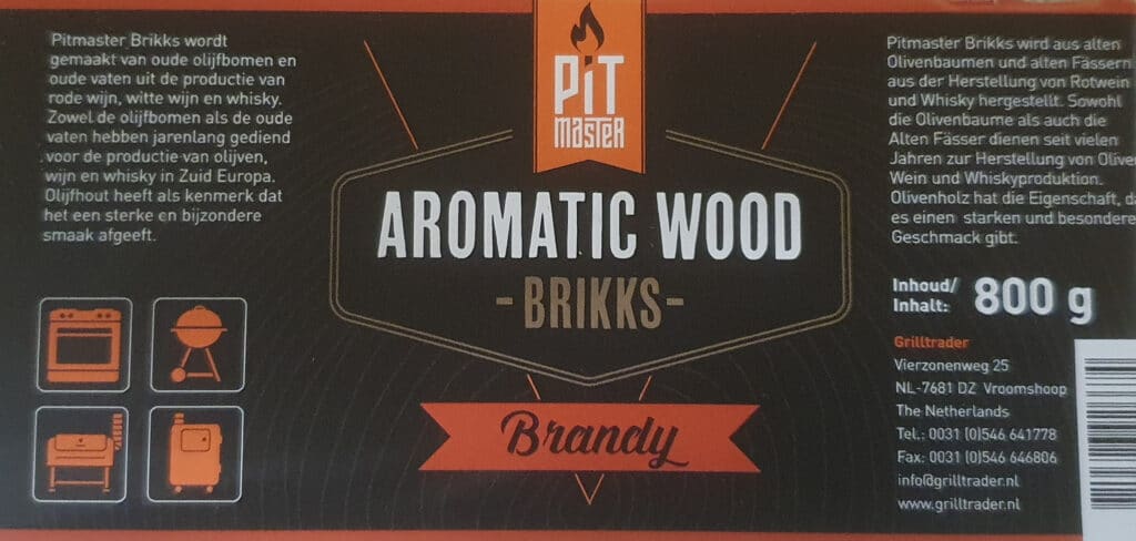 Pitmaster Rook Brikks Brandy 800 gram - Rookhout_snippers - Barbecueplein
